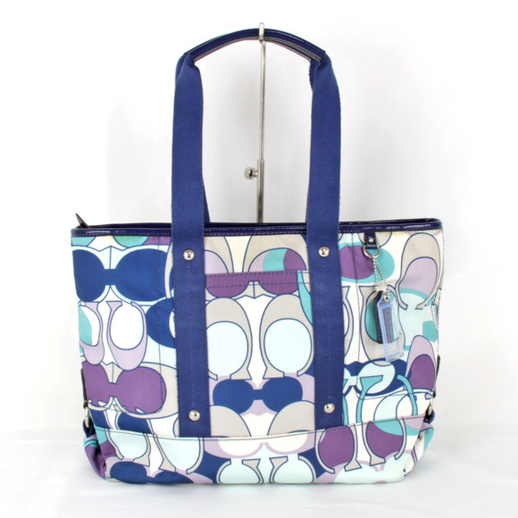 Coach | Bags | Coach Daisy Scarf Print 2way F7178 Tote Bag Nylon Blue ...
